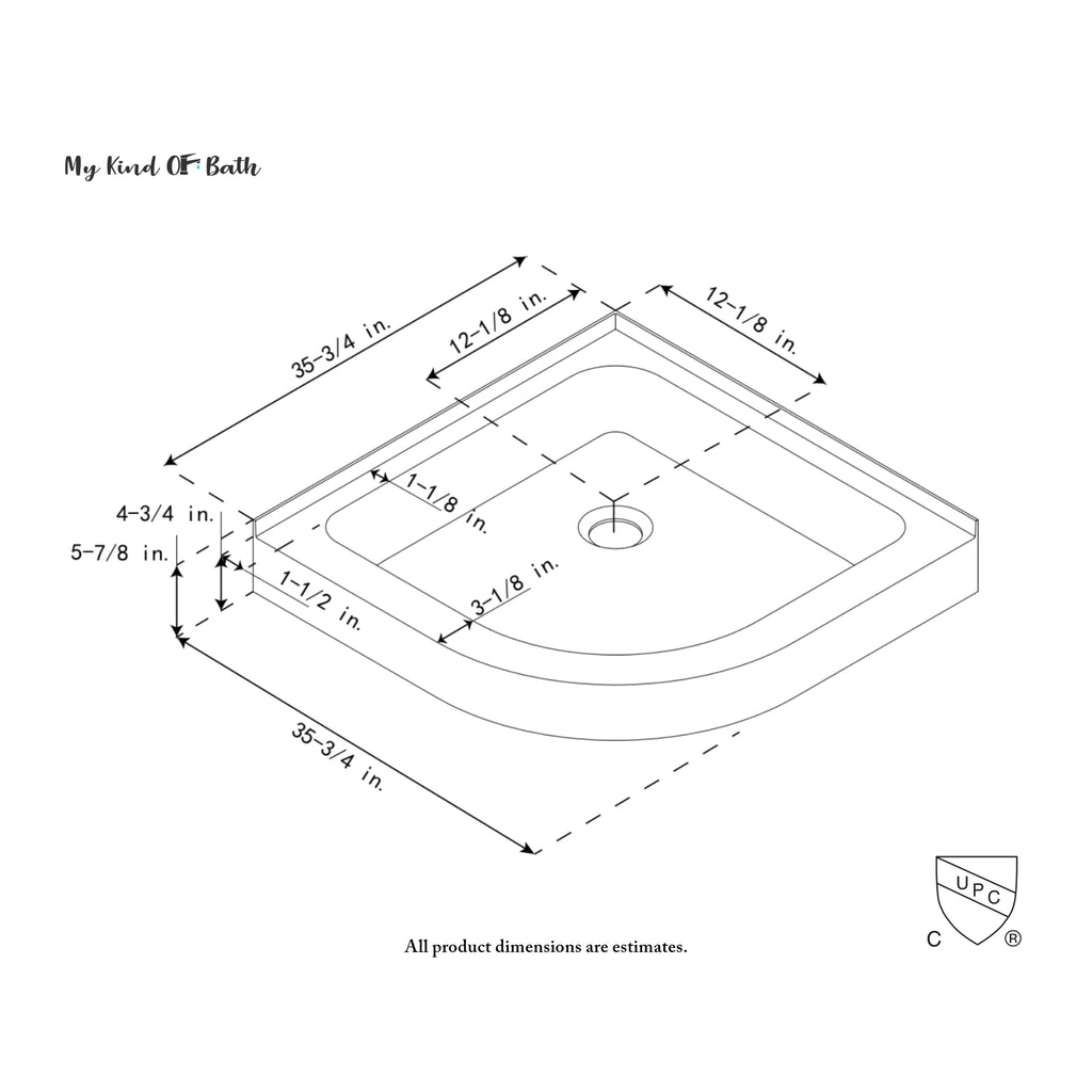 36''x36'' Round Shower Base For Corner Shower Unit– My Kind of Bath